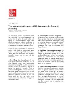 The top 10 creative uses of life insurance in financial planning ...