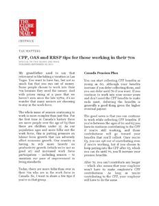 CPP OAS and RRSP tips for those working in their 70s - Our Family Office