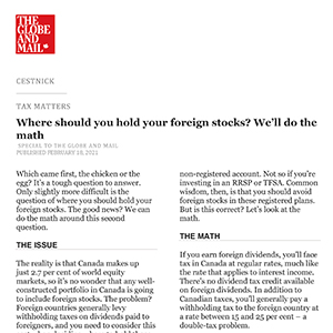 Tim Cestnick's The Globe and Mail Article | FEBRUARY 18, 2020